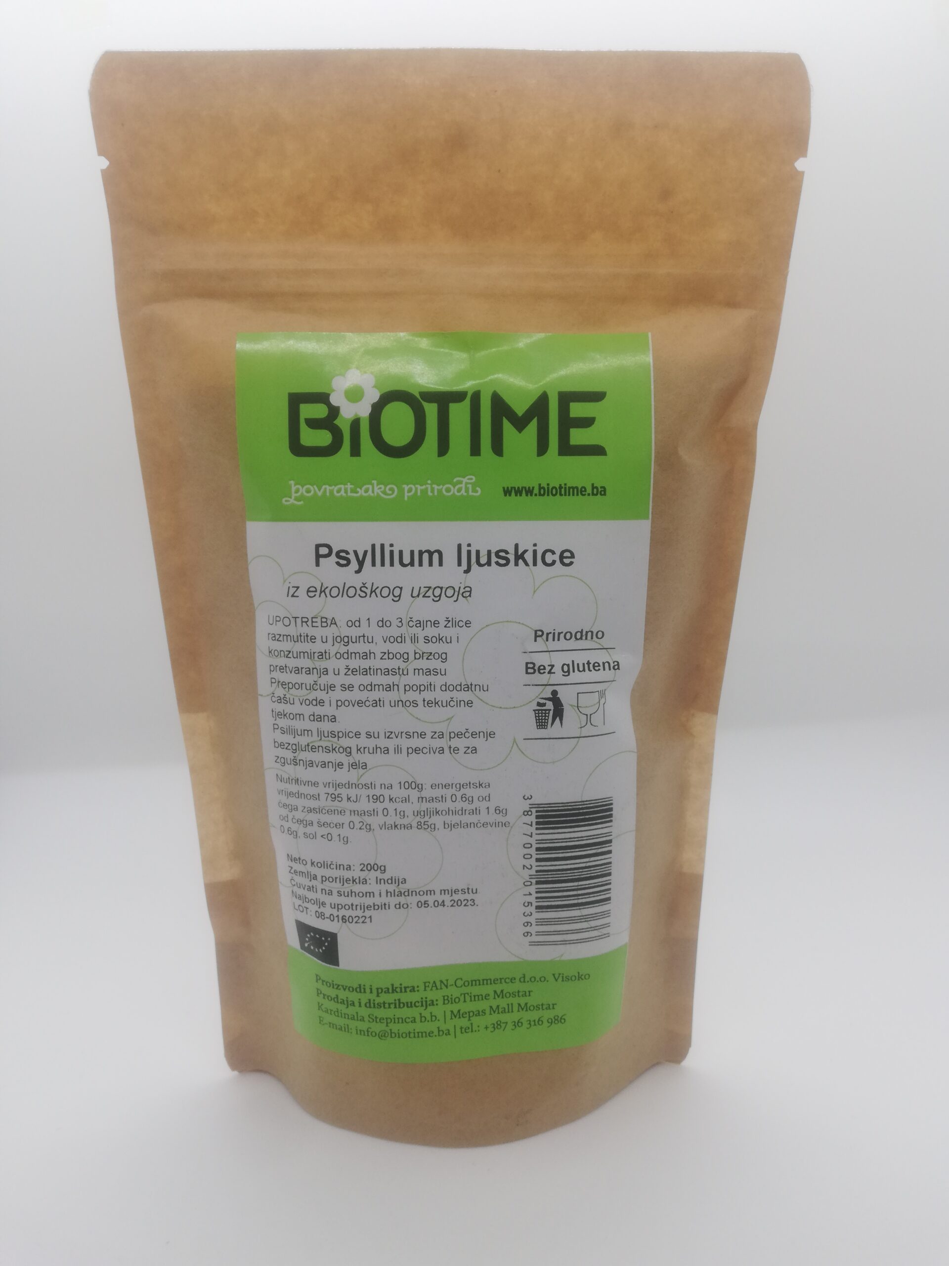 Psyllium ljuskice 200g BioTime - Biotime Mostar