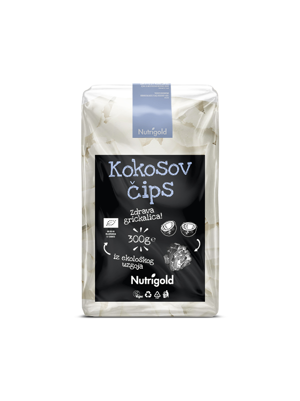 Kokosov čips Nezaslađen - Organski Nutrigold 300g - Biotime Mostar